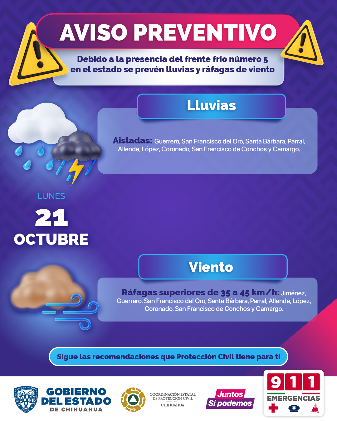 Prevé Protección Civil presencia de vientos y lluvias por frente frío 5 ... Prevé Protección Civil presencia de vientos y lluvias por frente frío 5 ...
